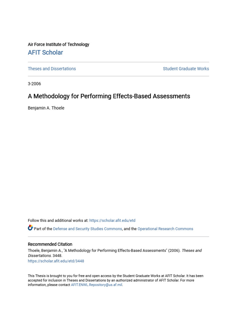 Effects-Based Assessment Methodology | PDF | System | Methodology
