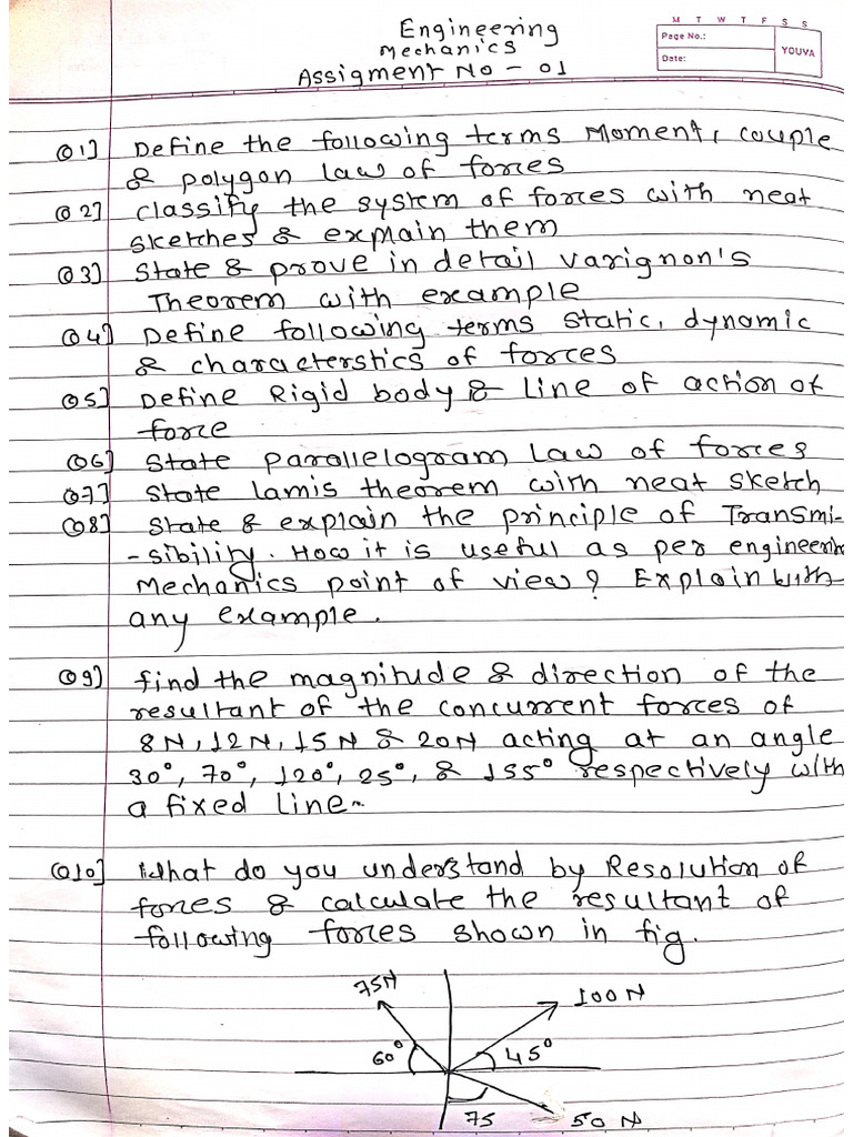 engineering mechanics assignment no -1 | PDF engineering mechanics assignment no -1 | PDF