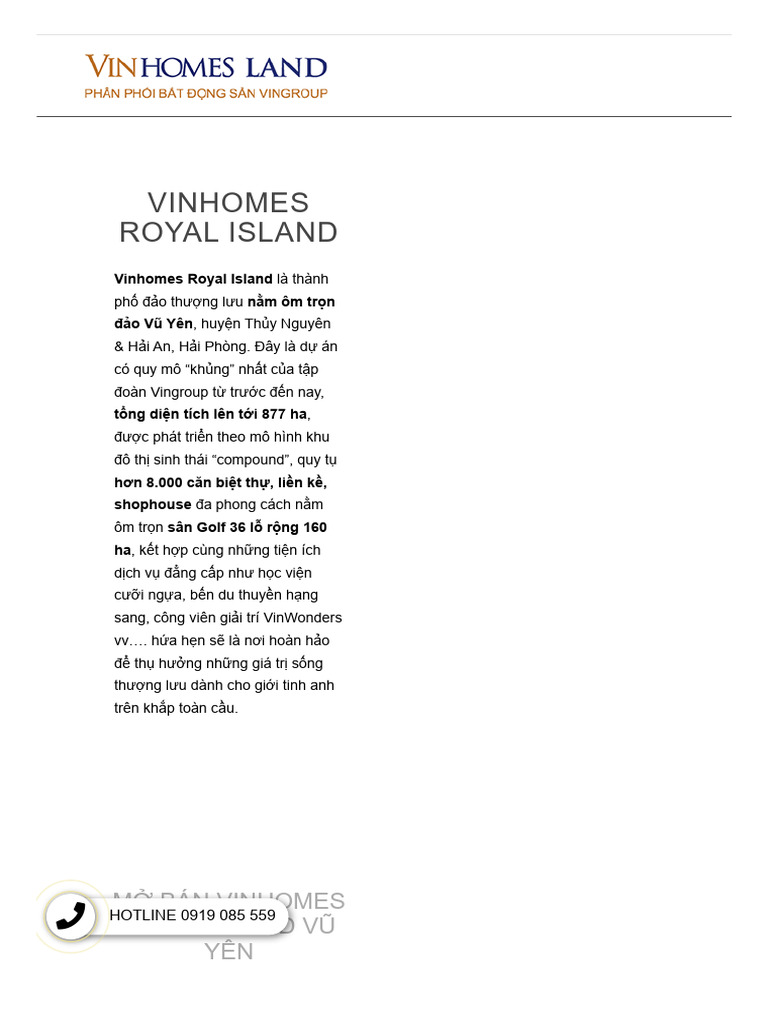 Vinhomes Royal Island Vũ Yên - Trực tiếp Vingroup | PDF
