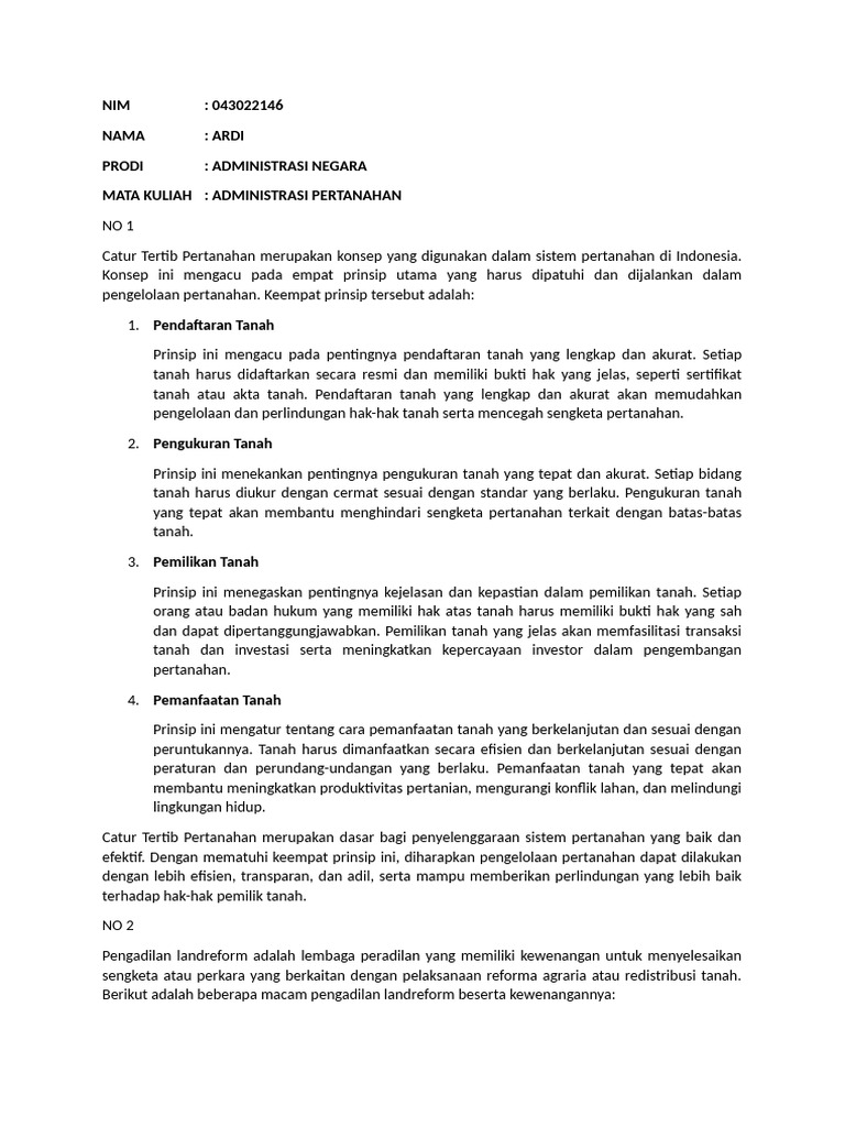 Tugas 2 Administrasi Pertanahan | PDF | Politik | Hukum