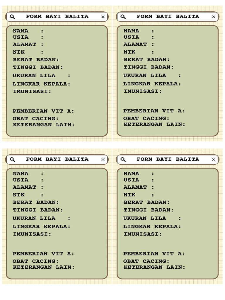 Form Posga Bayi Balita | PDF