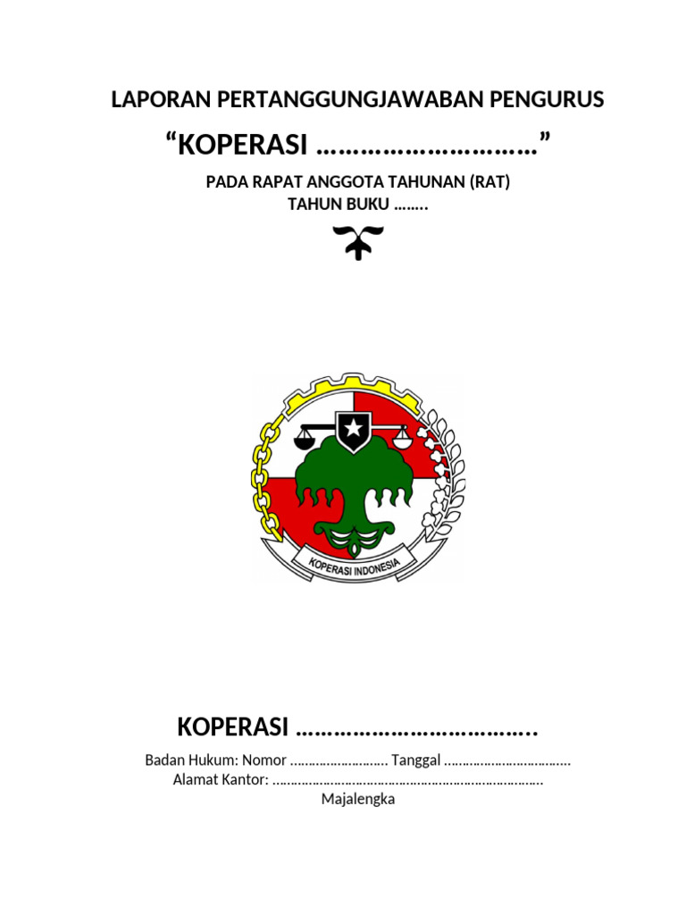 Contoh Laporan RAT Koperasi | PDF | Bisnis | Pengelolaan Keuangan & Uang