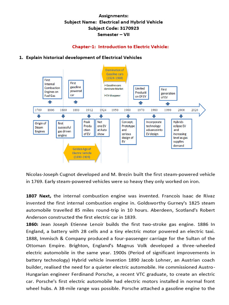 EV Assignments With Answer | PDF | Hybrid Vehicle | Plug In Hybrid