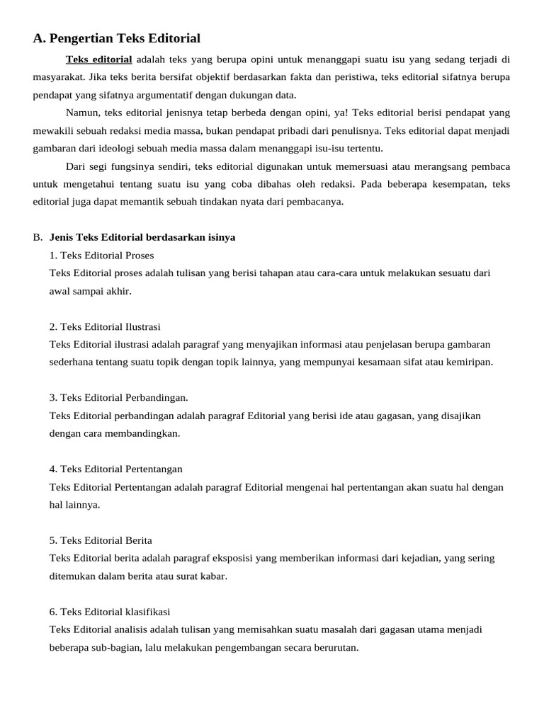 Pengertian Teks Editorial | PDF