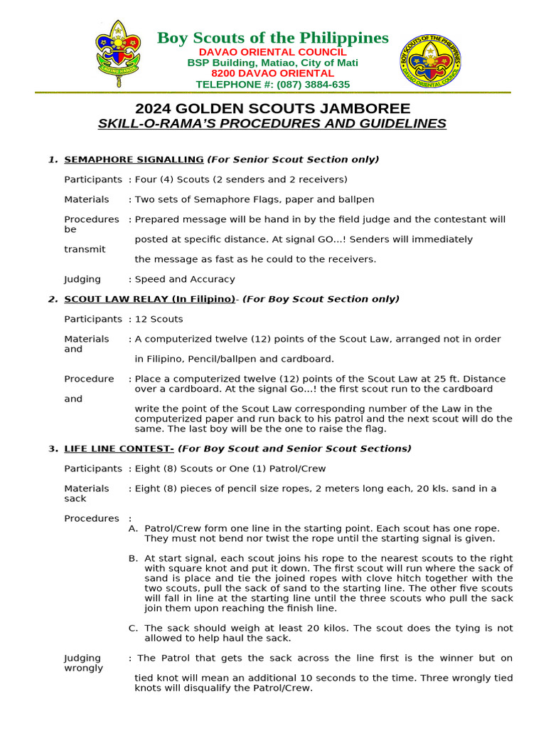 Skill O Rama Procedures and Guidelines | PDF | Knot