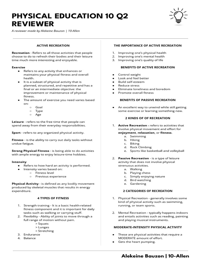 MAPEH 10 Q2 - PE REV #1 | PDF | Physical Fitness | Aerobic Exercise