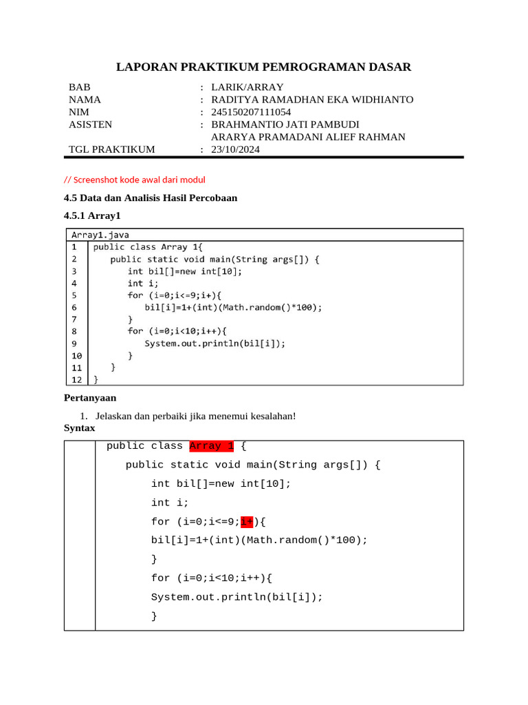 Template Laporan Praktikum Pemrograman Dasar | PDF | Komputer