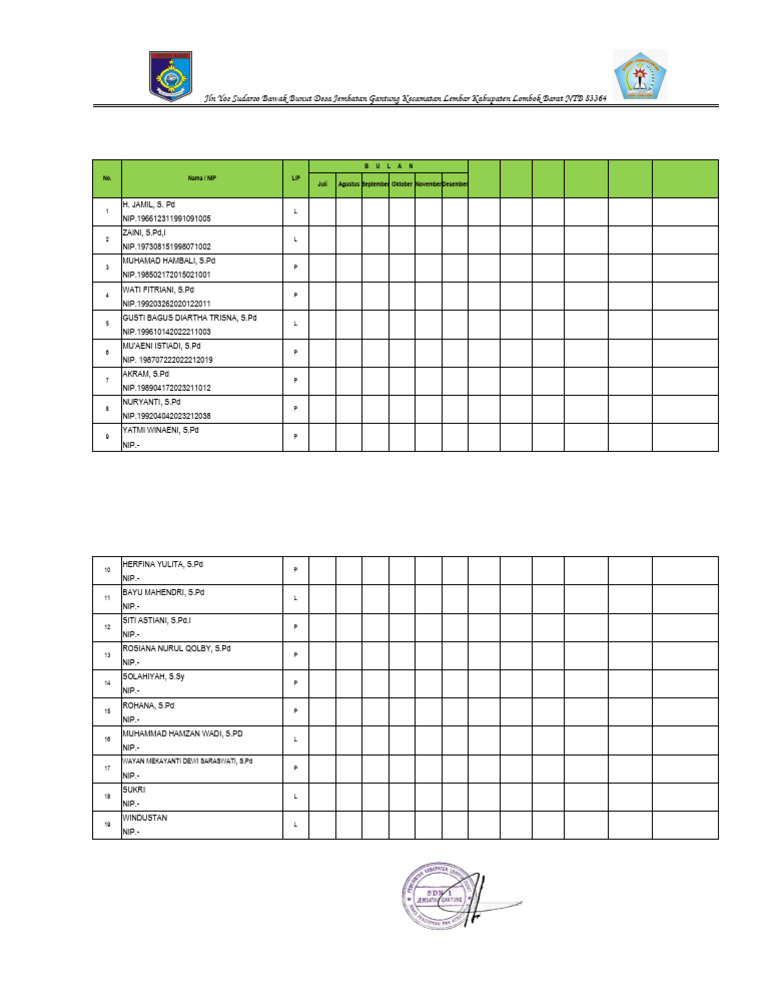 Rekap Kehadiran Guru | PDF