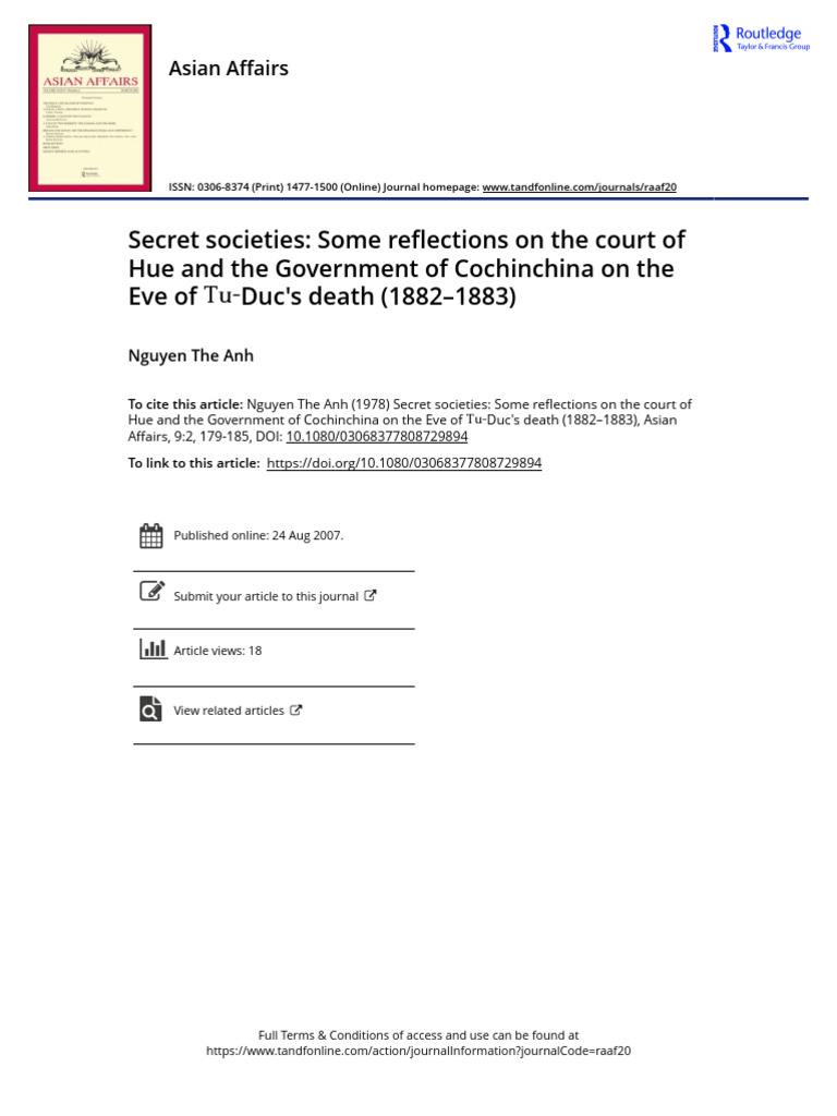 Secret Societies Some Reflections On The Court of Hue and The Government of Cochinchina On The ...