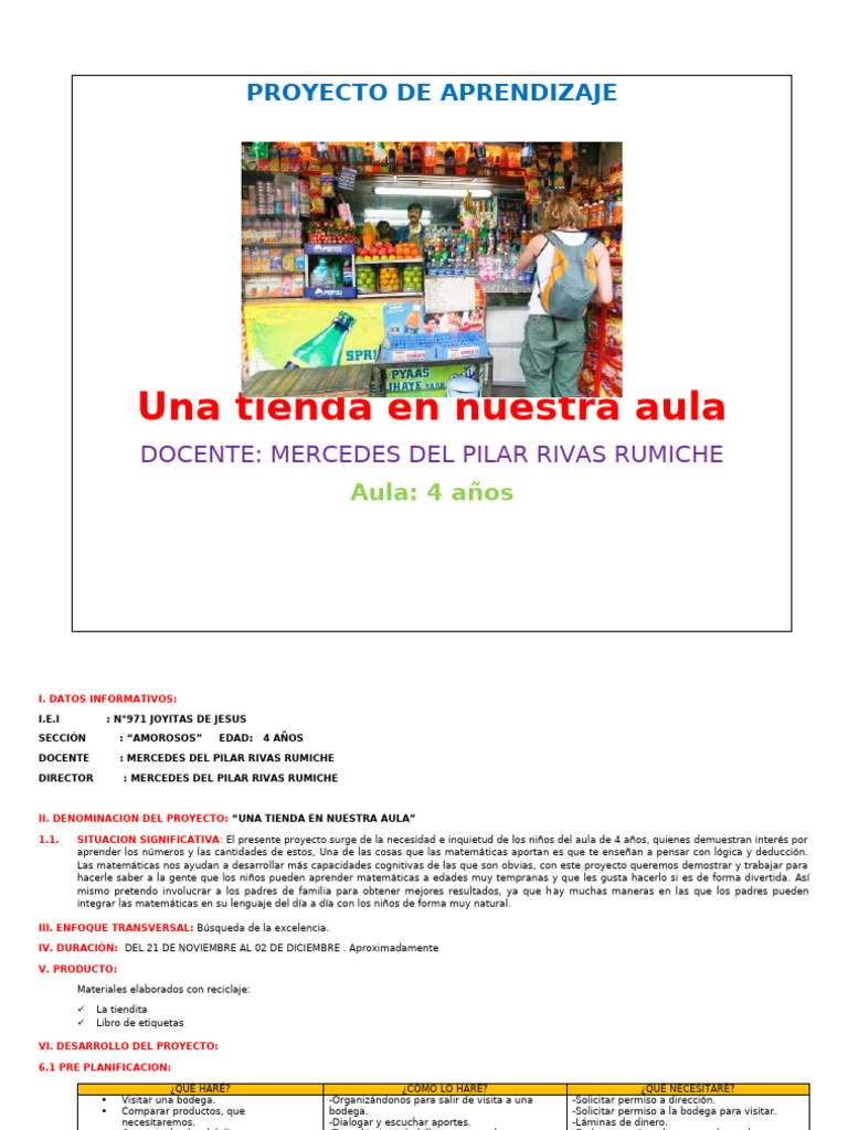 Proyecto La Tienda | PDF | Aprendizaje | Comunicación no verbal