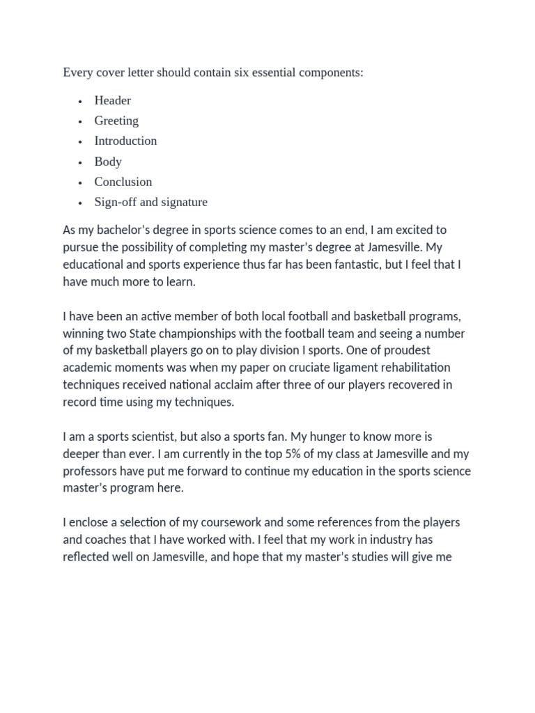 Essential Cover Letter Components | PDF