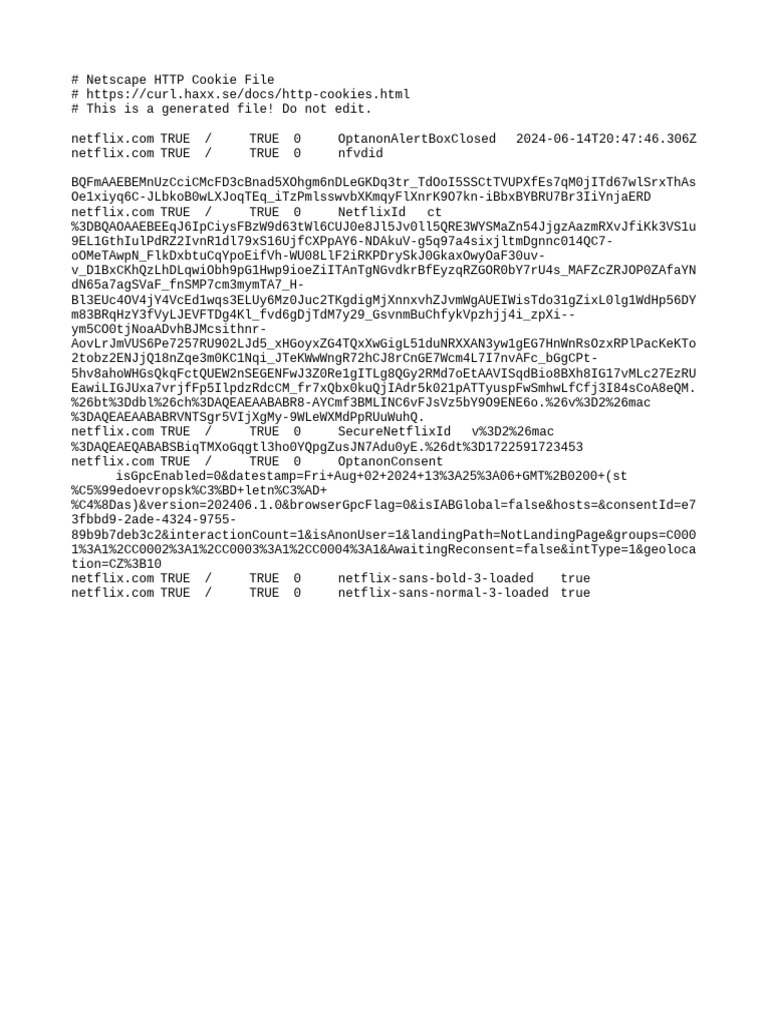 Netflix Cookie File Overview | PDF