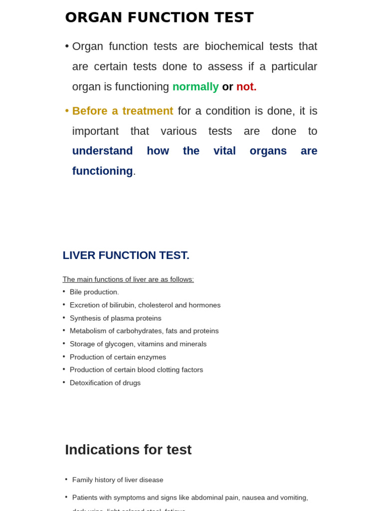 Organ Function Test | PDF | Liver | Blood Plasma