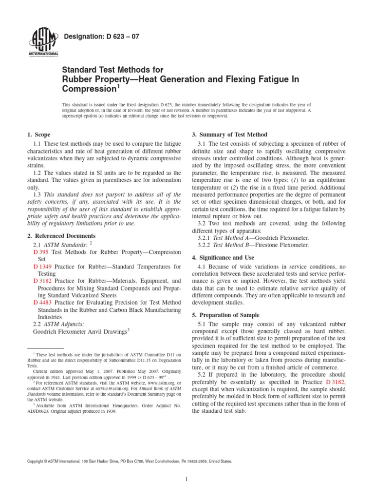 Astm D623-2007 | PDF | Lever | Fatigue (Material)