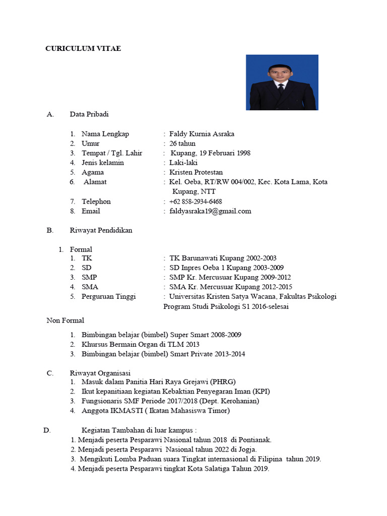 CV (Curiculum Vitae) Faldy Asraka 2 1 | PDF | Kesehatan Holistik