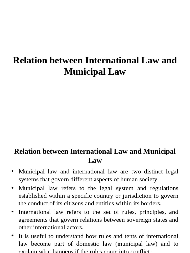 The Relationship Between International Law and Municipal Law | PDF | International Law | Treaty