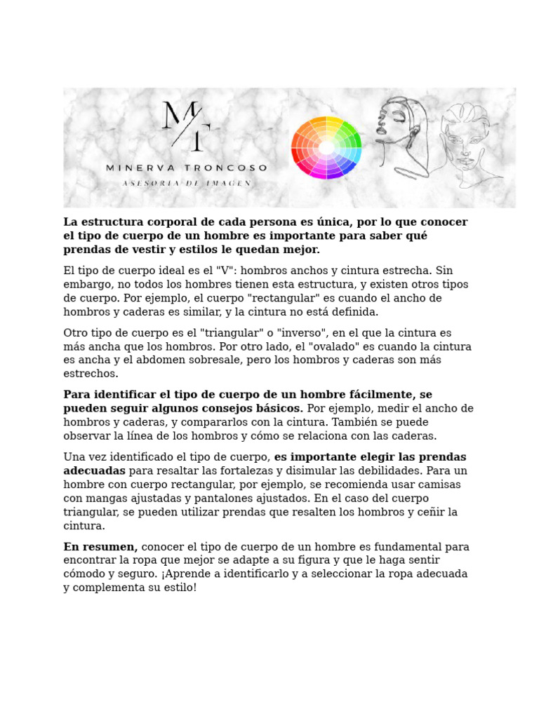 La Estructura Corporal de Cada Persona Es Única | PDF | Ropa | Cuerpo ...