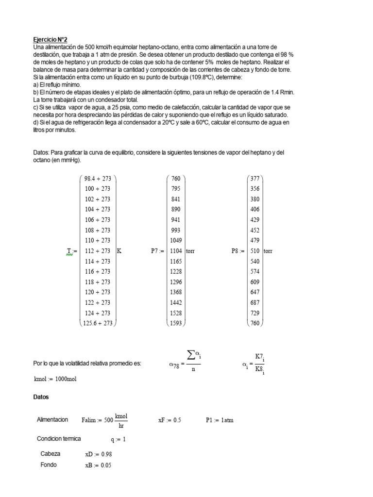 TP1 OyP Ej2 Destilacion Binaria | PDF | Destilación | Agua