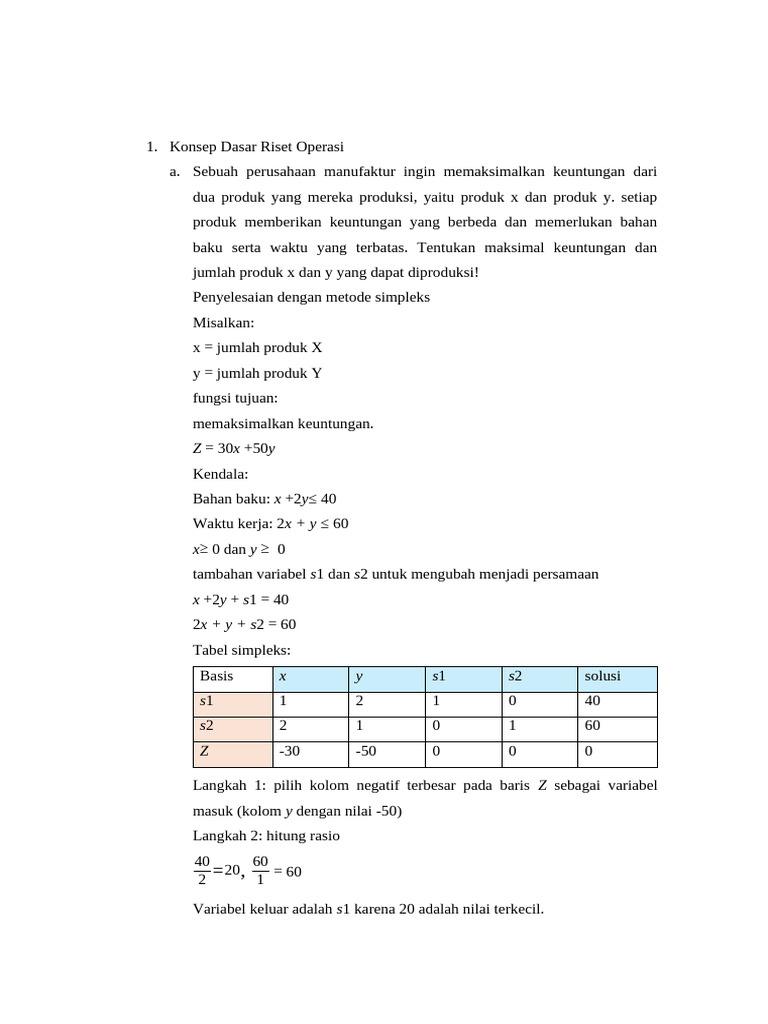 Konsep Dasar Riset Operasi | PDF