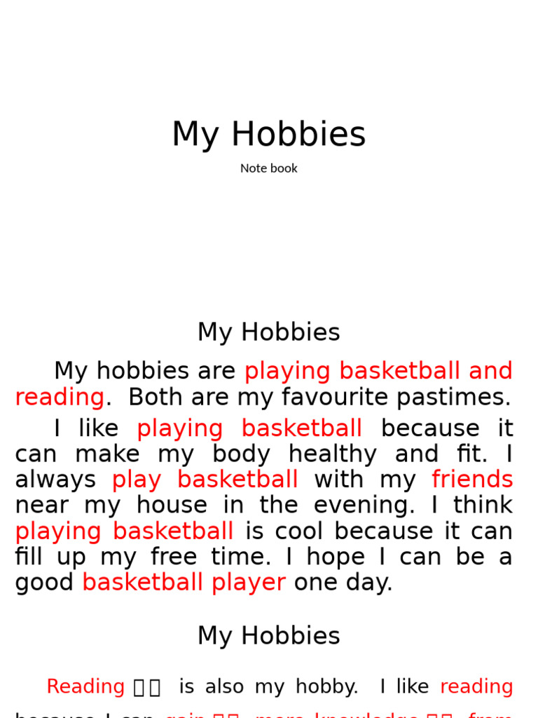 My Hobbies | PDF | Language Arts & Discipline