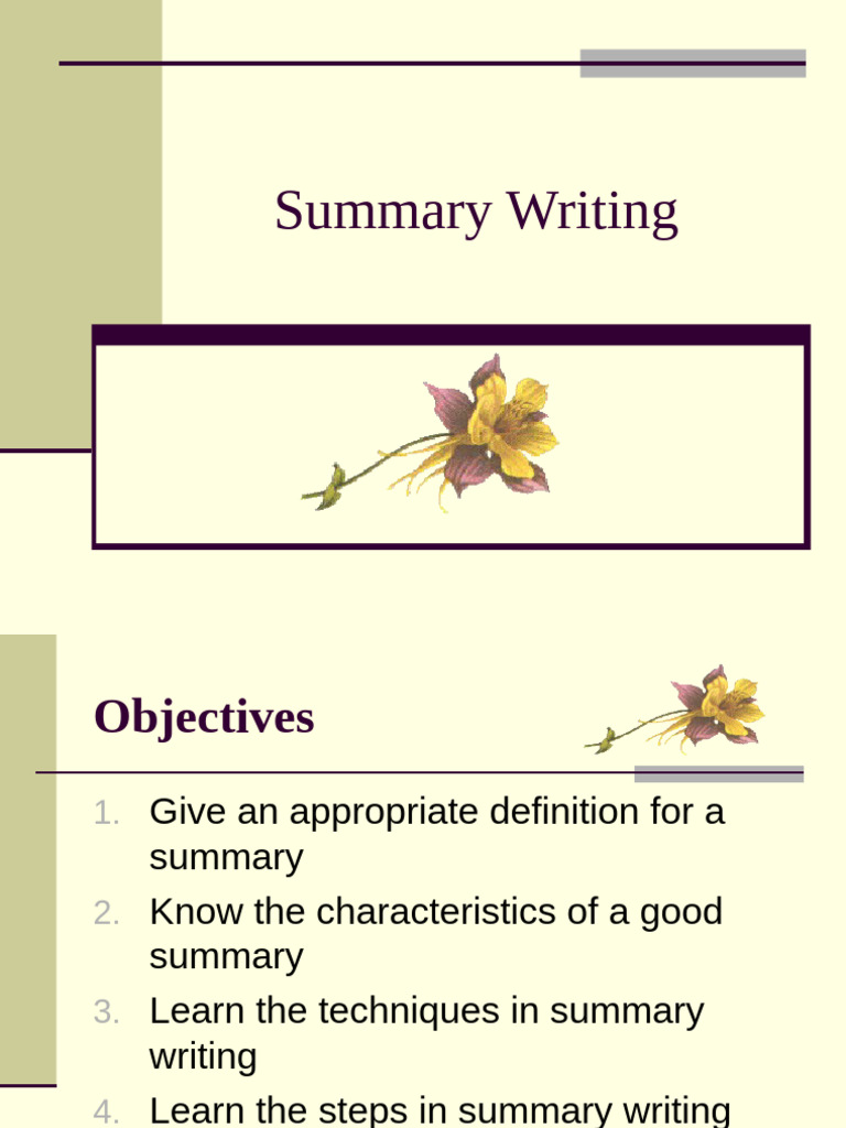 Summary Writing Tips | PDF | Sentence (Linguistics)
