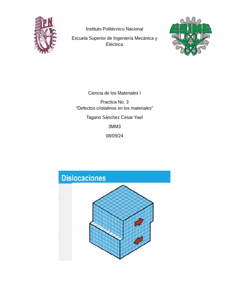 Práctica 3 Defectos Cristalinos en Los Materiales. | PDF | Cristal | Sólido