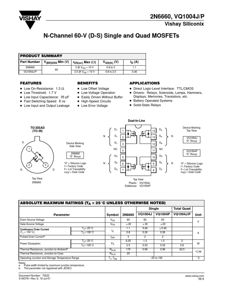 60V N-Channel MOSFETs Datasheet | PDF