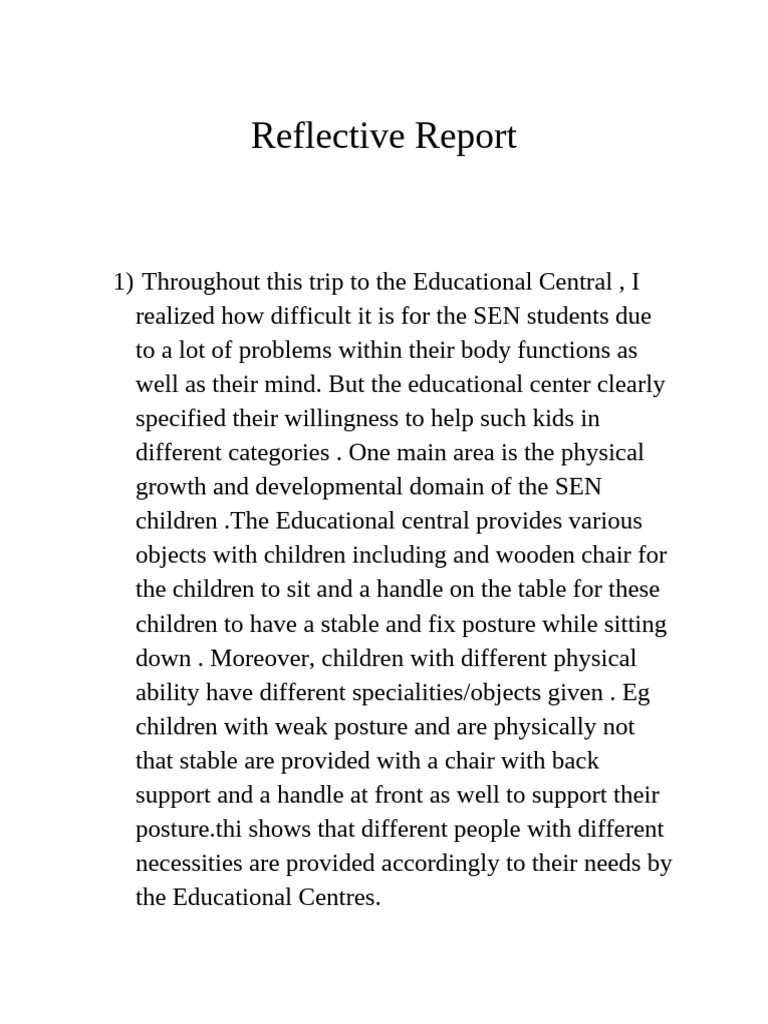 Reflective Report | PDF | Wellness