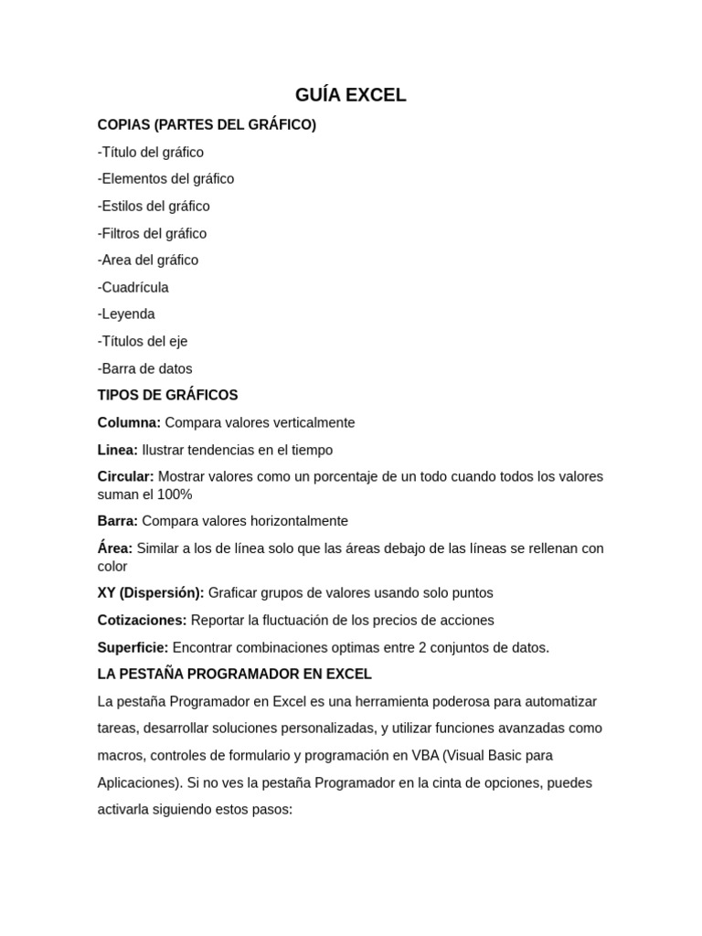 Guía Excel | PDF | Microsoft Excel | Ciencias de la Computación