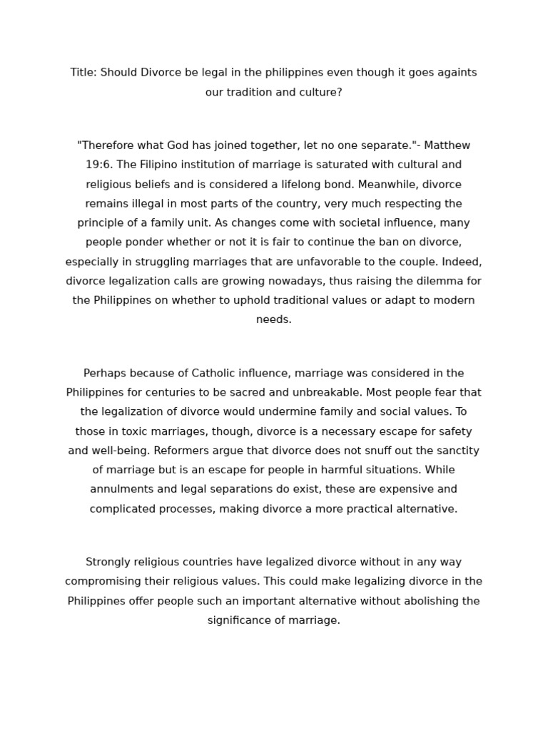 Divorce Debate: Tradition vs. Modern Needs | PDF