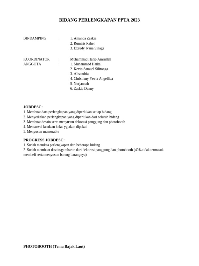 Progress Bidang Perlengkapan Ppta 2023 | PDF