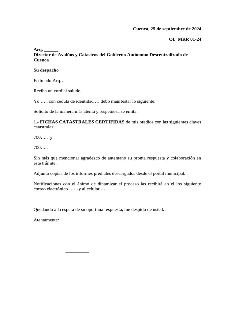 Solicitud Informe Predial Certificado | PDF