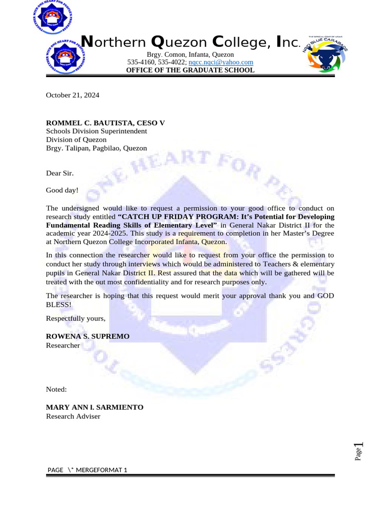 Consent-Letter-For Maed Student | PDF | Career & Growth | Wellness