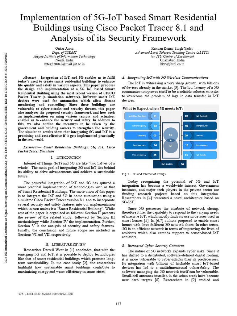 1.-Implementation of 5G-IoT Based Smart Residential Buildings Using Cisco Packet | PDF ...