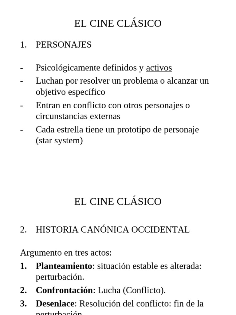 Elementos del Cine Clásico | PDF