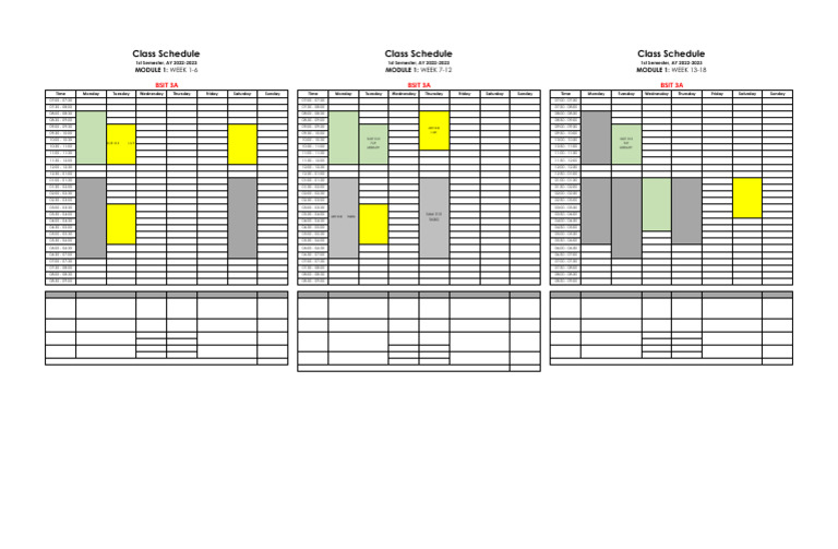 BSIT3A ClassSchedule | PDF