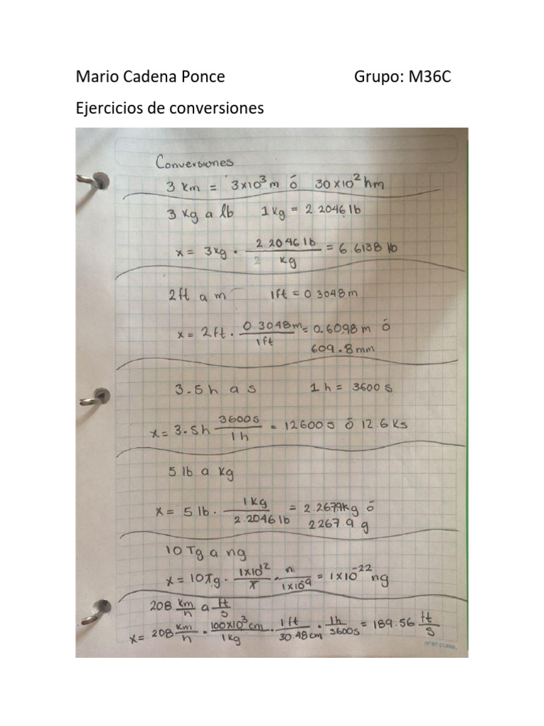 Ejercicios de Conversión | PDF