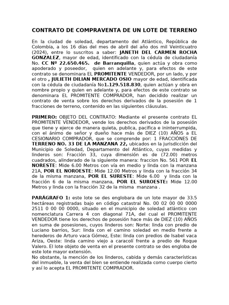 Contrato Yaneth Rocha2 | PDF | Ley común | Derecho civil (sistema legal)
