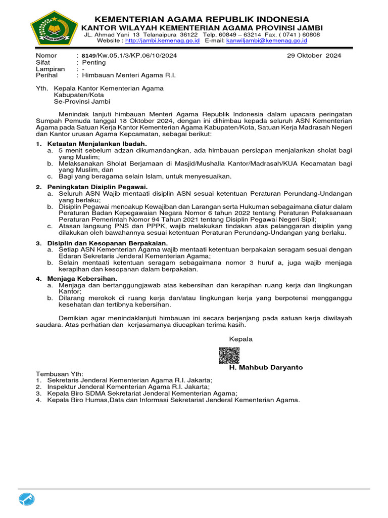 Himbauan Disiplin ASN Kementerian Agama | PDF | Gaya Hidup