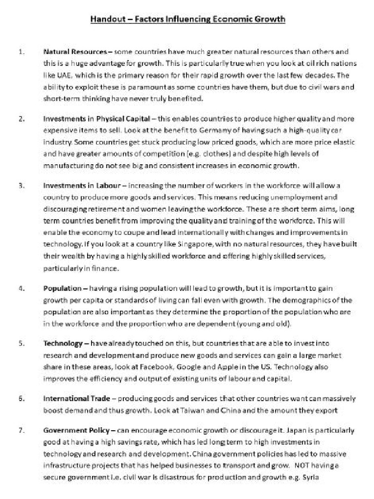 Handout - Factors of Growth | PDF