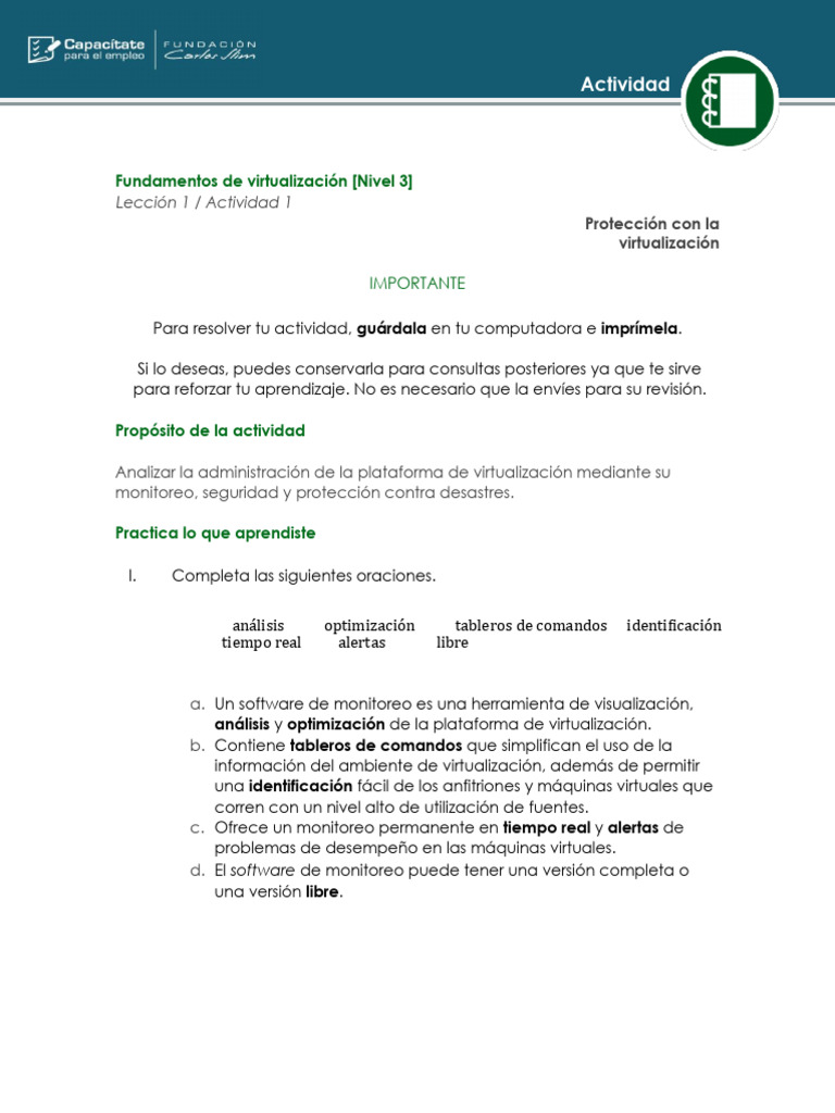 C4 Nivel 3 Lec 1 Actividad | PDF | Virtualización | Software
