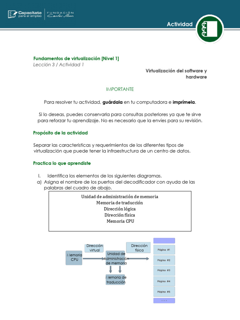 C4 Nivel 1 Lec 2 Actividad | PDF | Red de computadoras | Virtualización