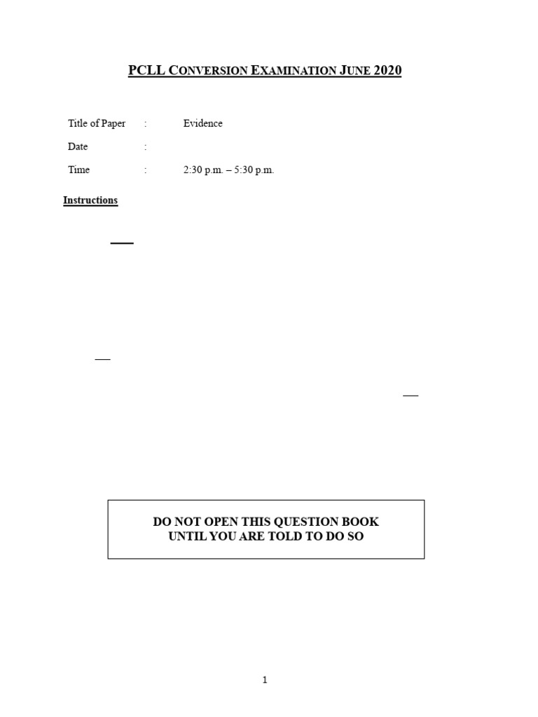 Evidence Past Papers - Jun 2020 | PDF | Witness | Prosecutor