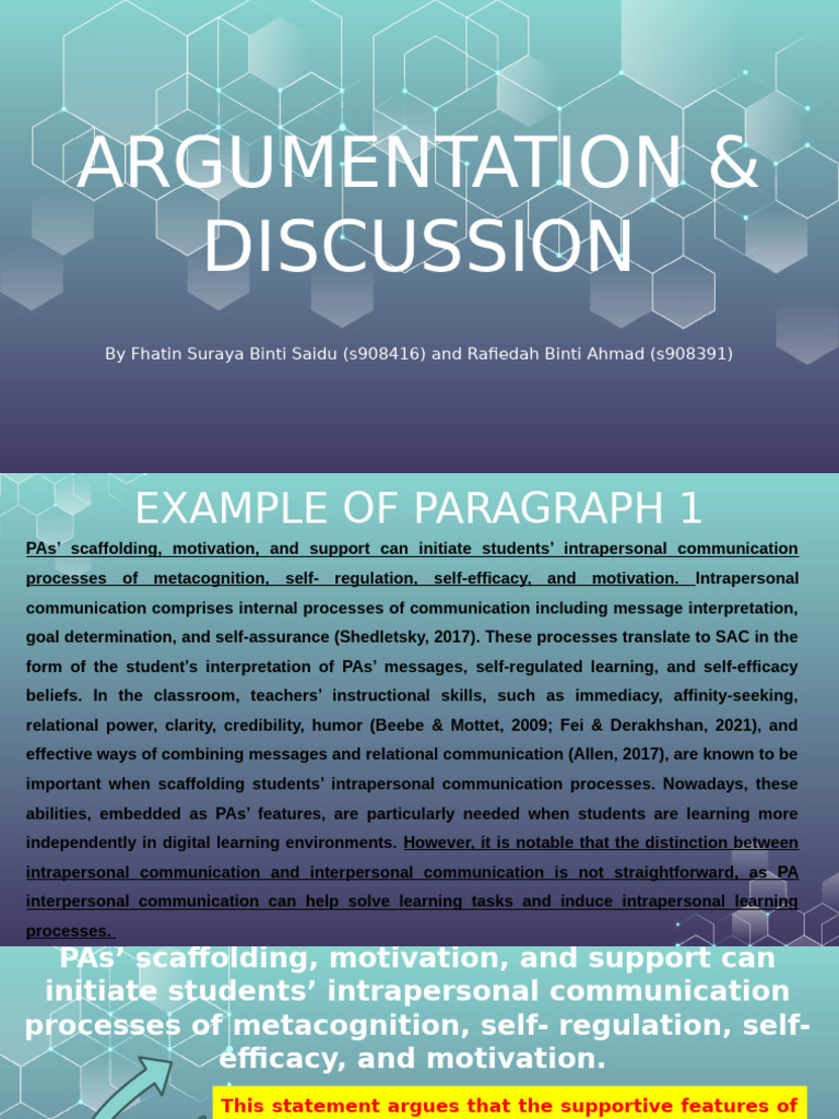 w8 Argumentation & Discussion | PDF | Communication | Self Efficacy