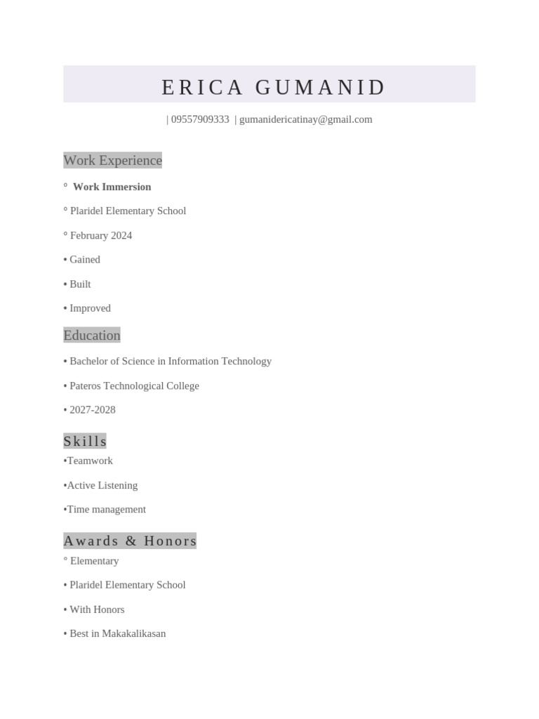 ATS Classic HR Resume | PDF