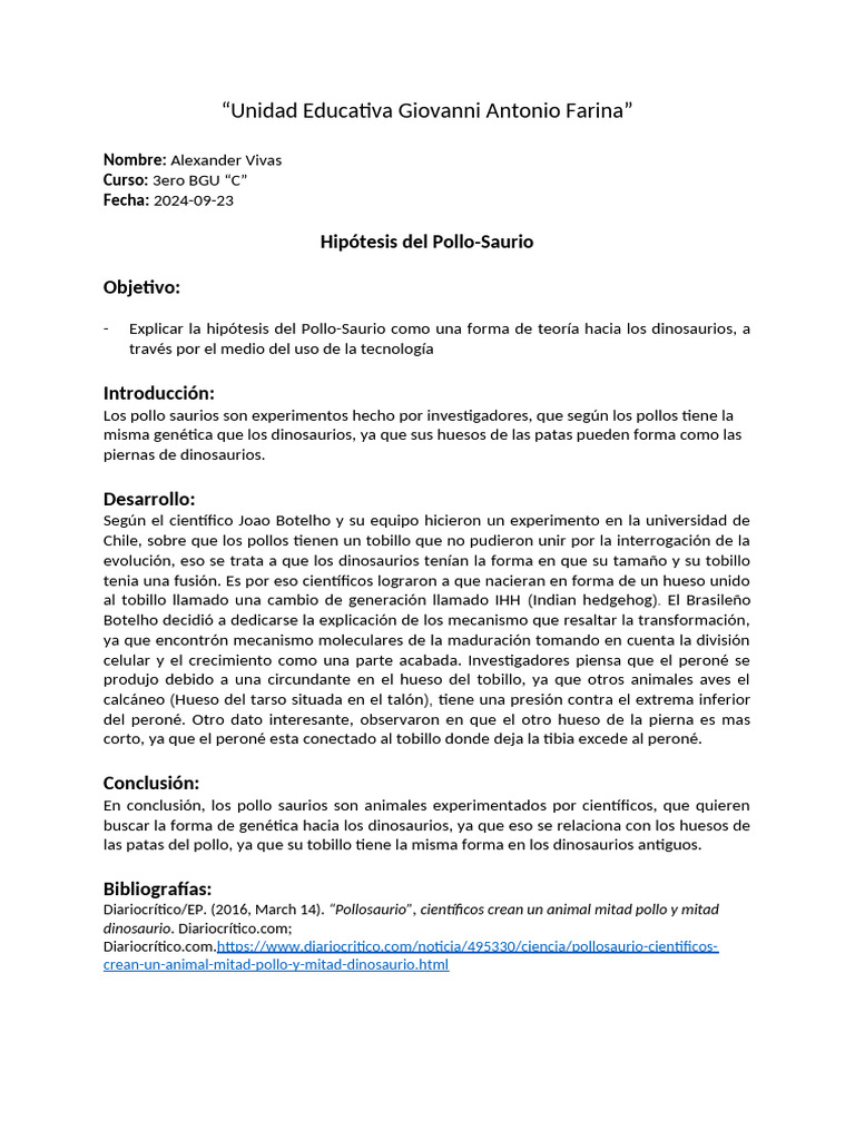 Pollo Saurio | PDF | Ciencias sociales | Ciencia y matemáticas