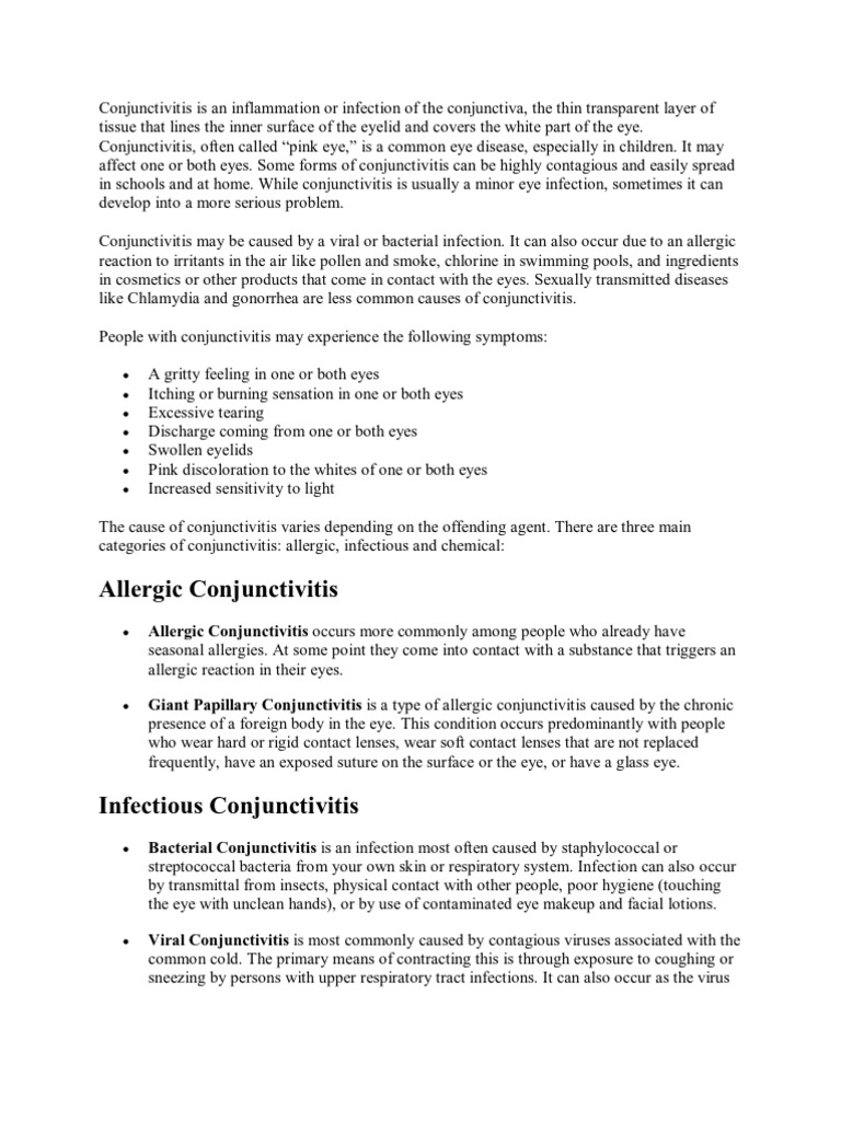 Conjunctivitis | Download Free PDF | Infection | Health Sciences