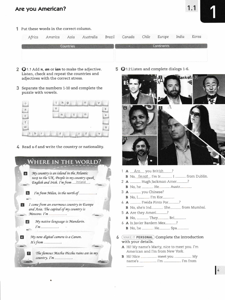 English ID 1 Workbook | PDF