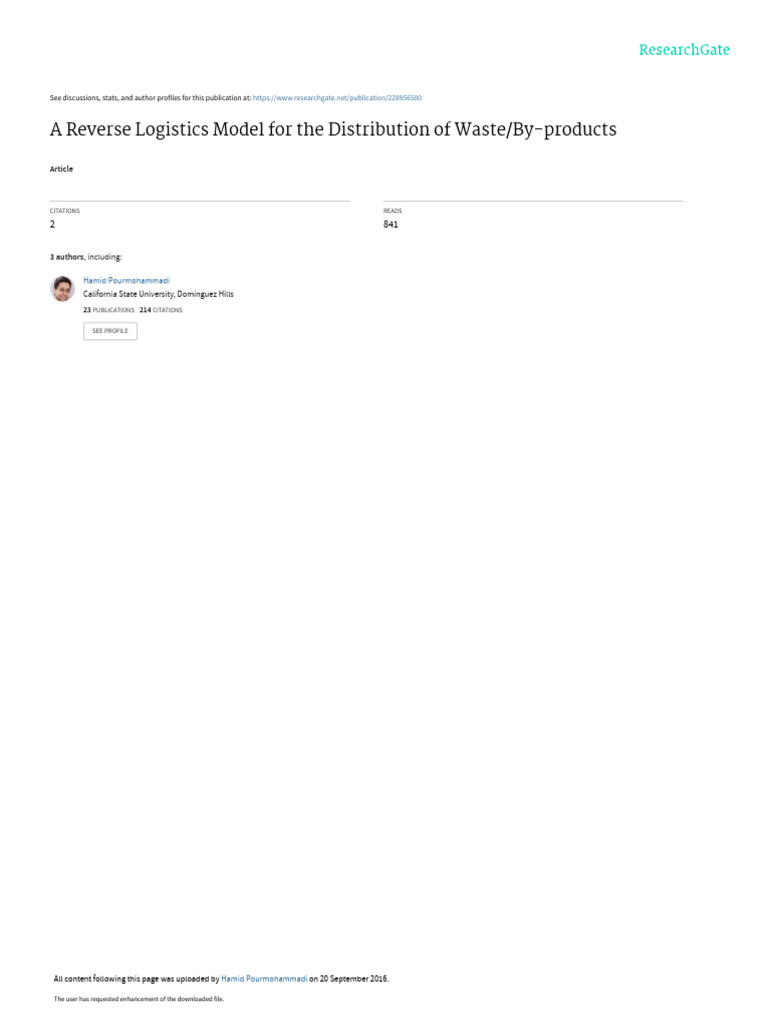 Reverse Logistics Model for Waste Distribution | PDF | Logistics ...