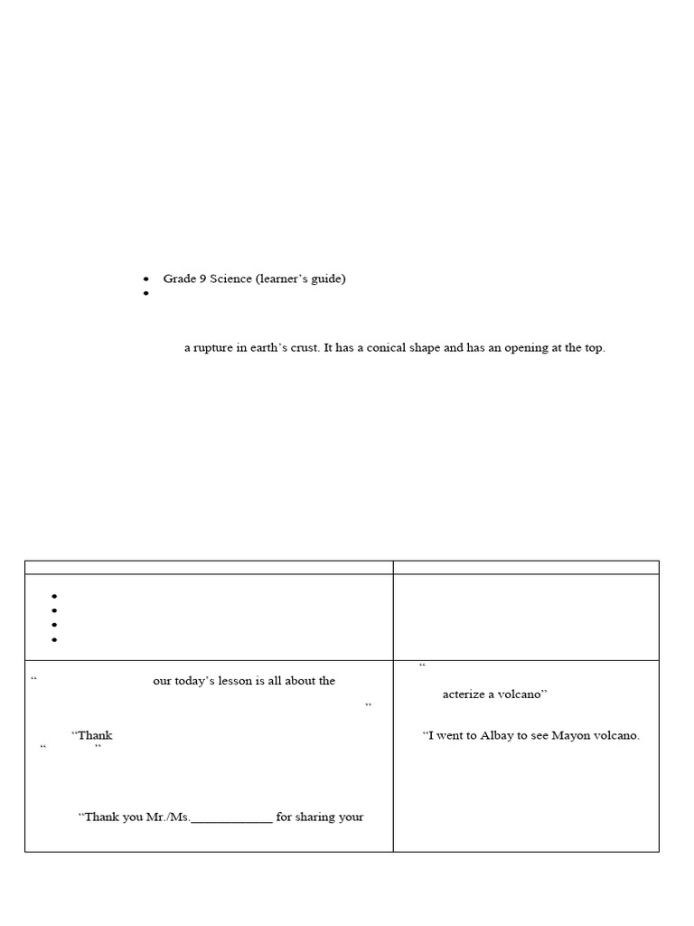 A DETAILED LESSON PLAN IN EARTH AND SPACE For Grade 9 (October 28, 2019 ...